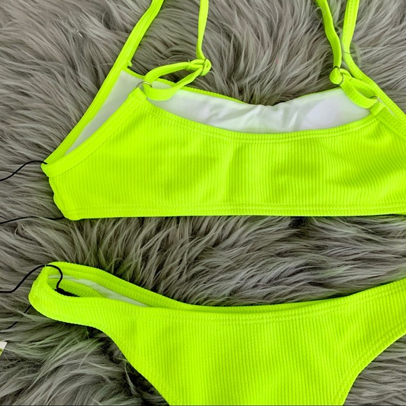 Beachside Vibes Co | Swim | Neon Yellow Ribbed Bikini Nwt | Poshmark